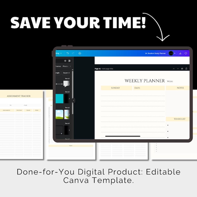 Student Academic Planner: Canva Template, PLR Digital Product (A4 Size ...