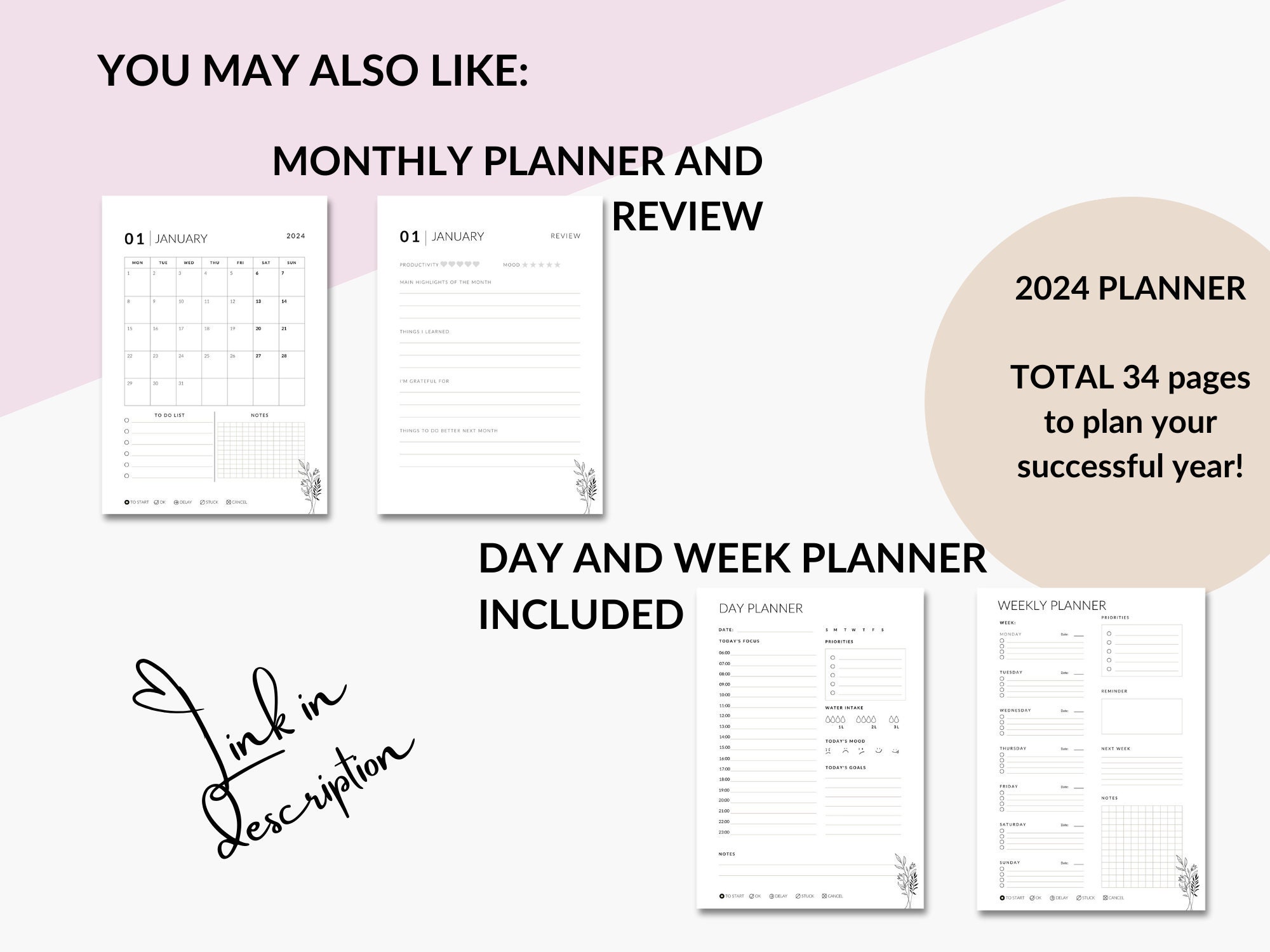 Productivity Planner, Habit Tracker, Make Progress, Day Planner, One ...