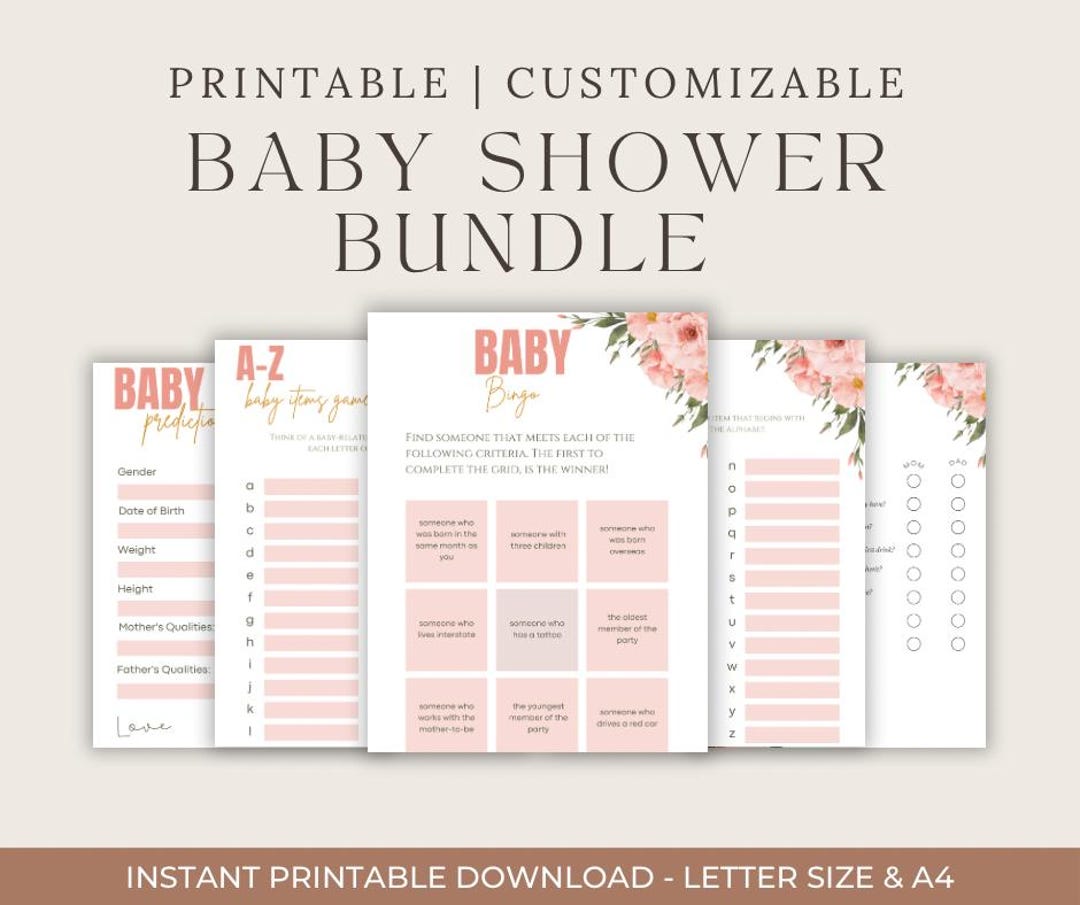 Customizable Baby Shower Games Printable – Editable Digital Download ...