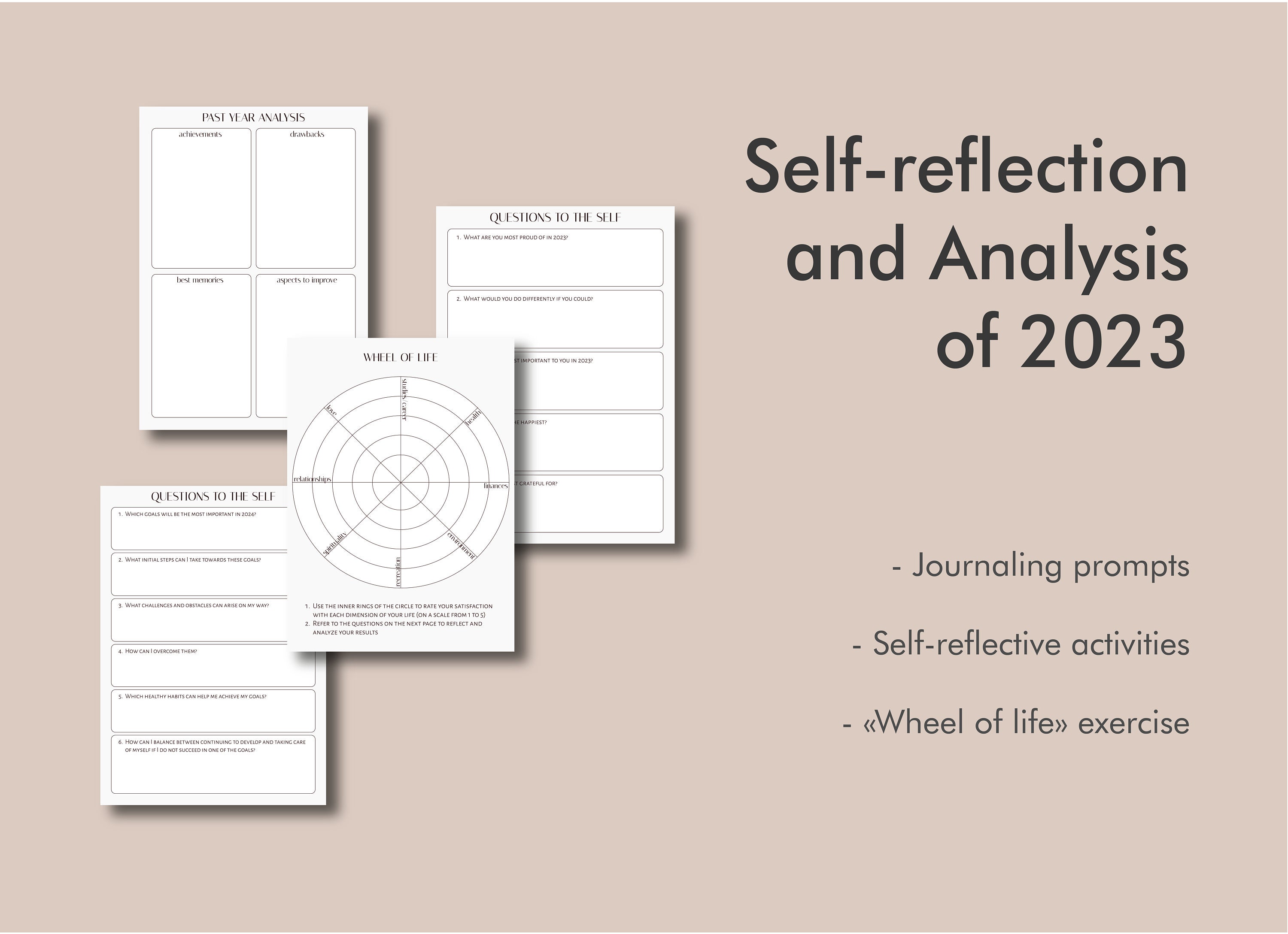 2024 Minimalist Printable Self-reflection Workbook, 2024 Calendar ...