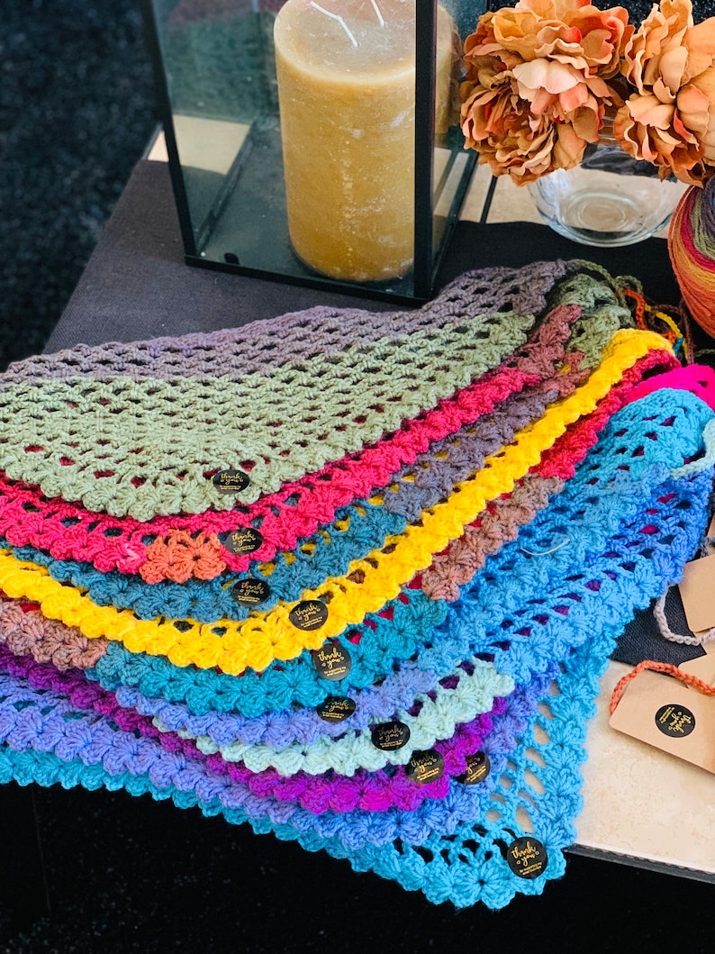 Crochet Bandana. Crochet Head Scarf. Crochet Head Hanky. - Etsy