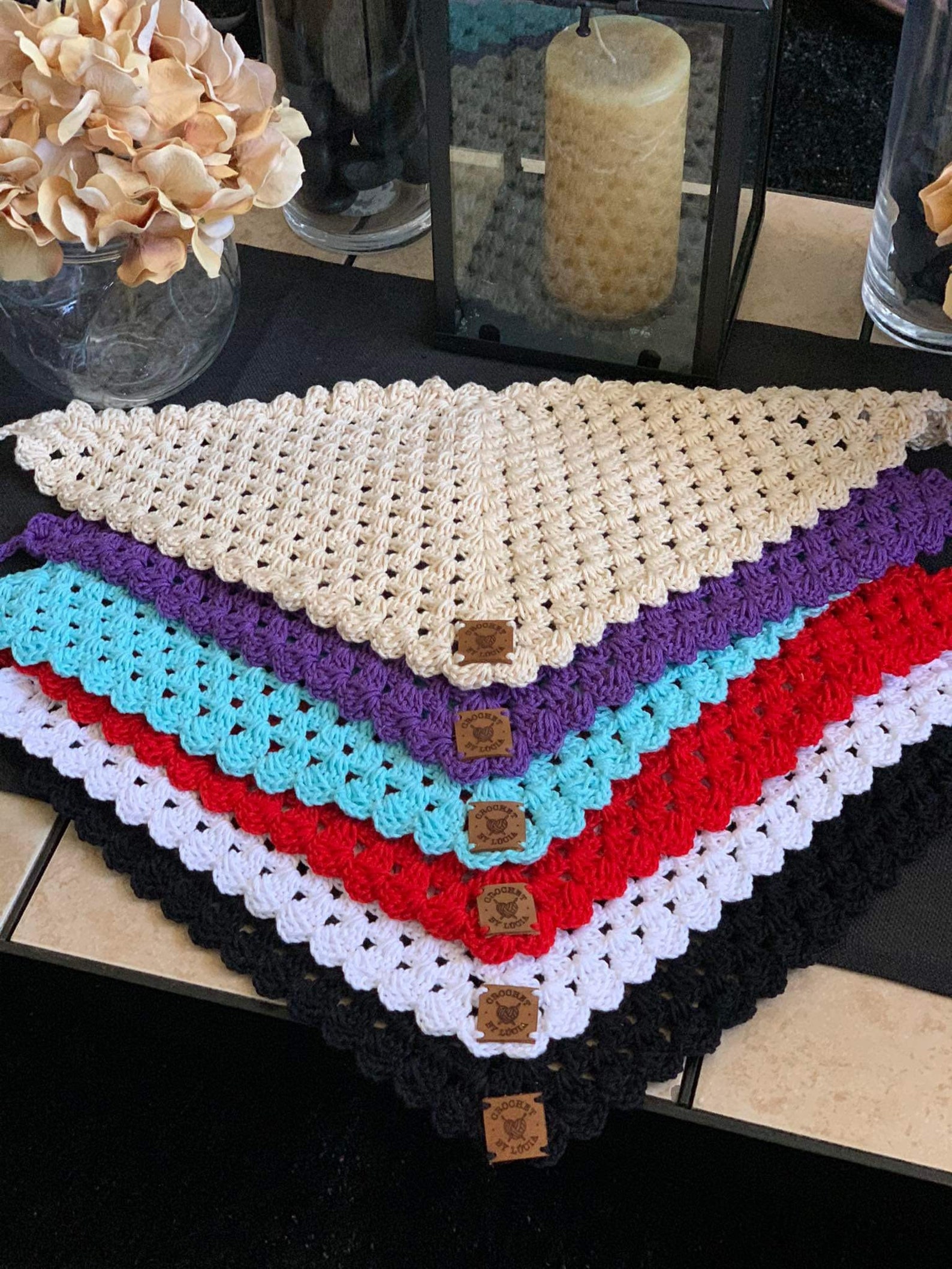 Crochet Bandanas. Crochet Head Hanky. Crochet Head Scarf. - Etsy