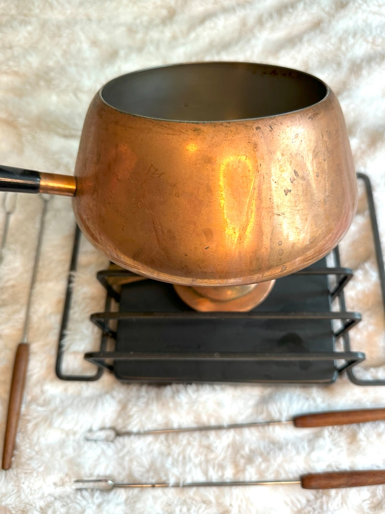 Vintage 1970 Fondue Set 7 Piece Spring Culinox Copper Switzerland Swiss ...