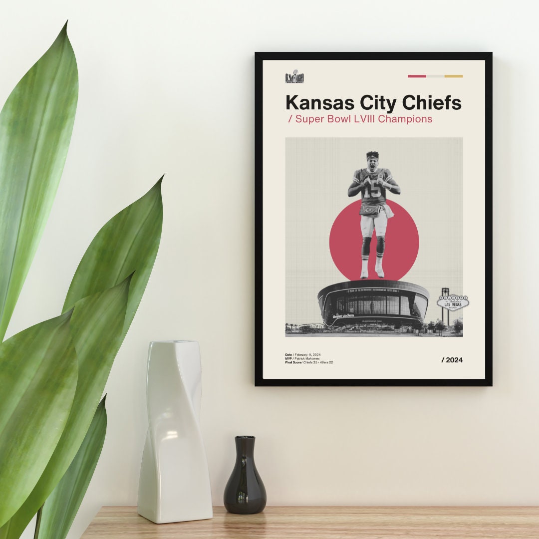 Kansas City Chiefs Super Bowl Cup 2024 Minimal Retro Style Poster ...