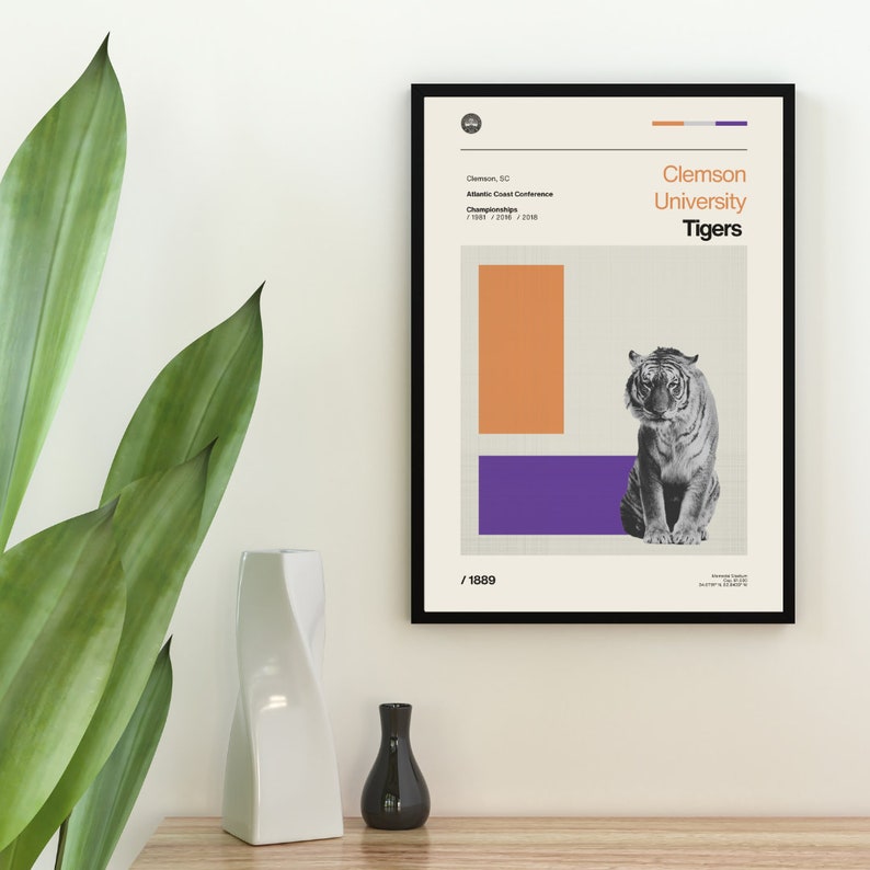 Clemson University Tigers Minimal Retro Style Poster / Wall Art - Etsy