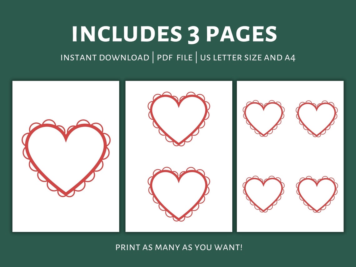 Printable Heart Banner, Lace Heart Garland, Valentine School Project ...