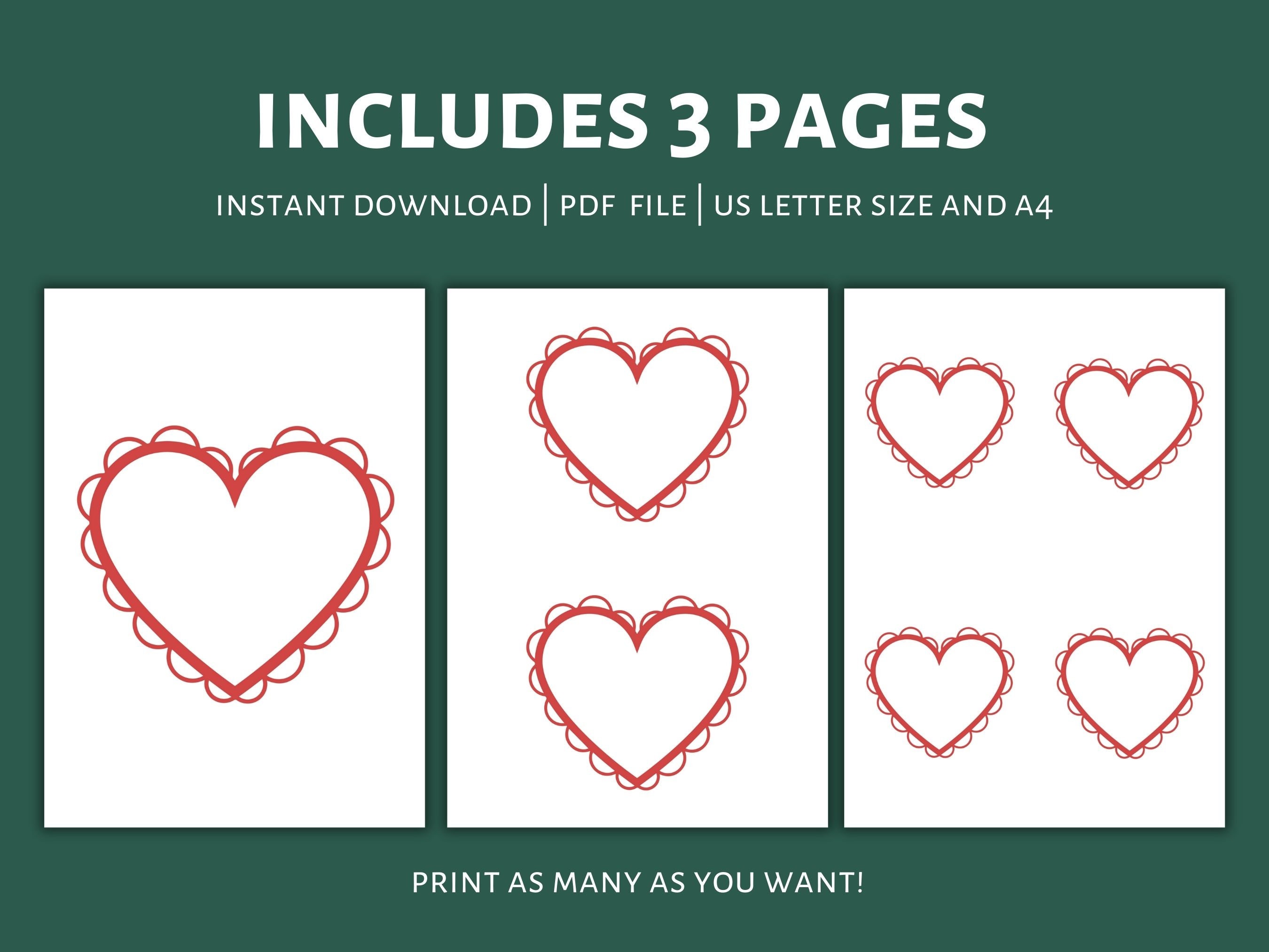 Printable Heart Banner, Lace Heart Garland, Valentine School Project ...