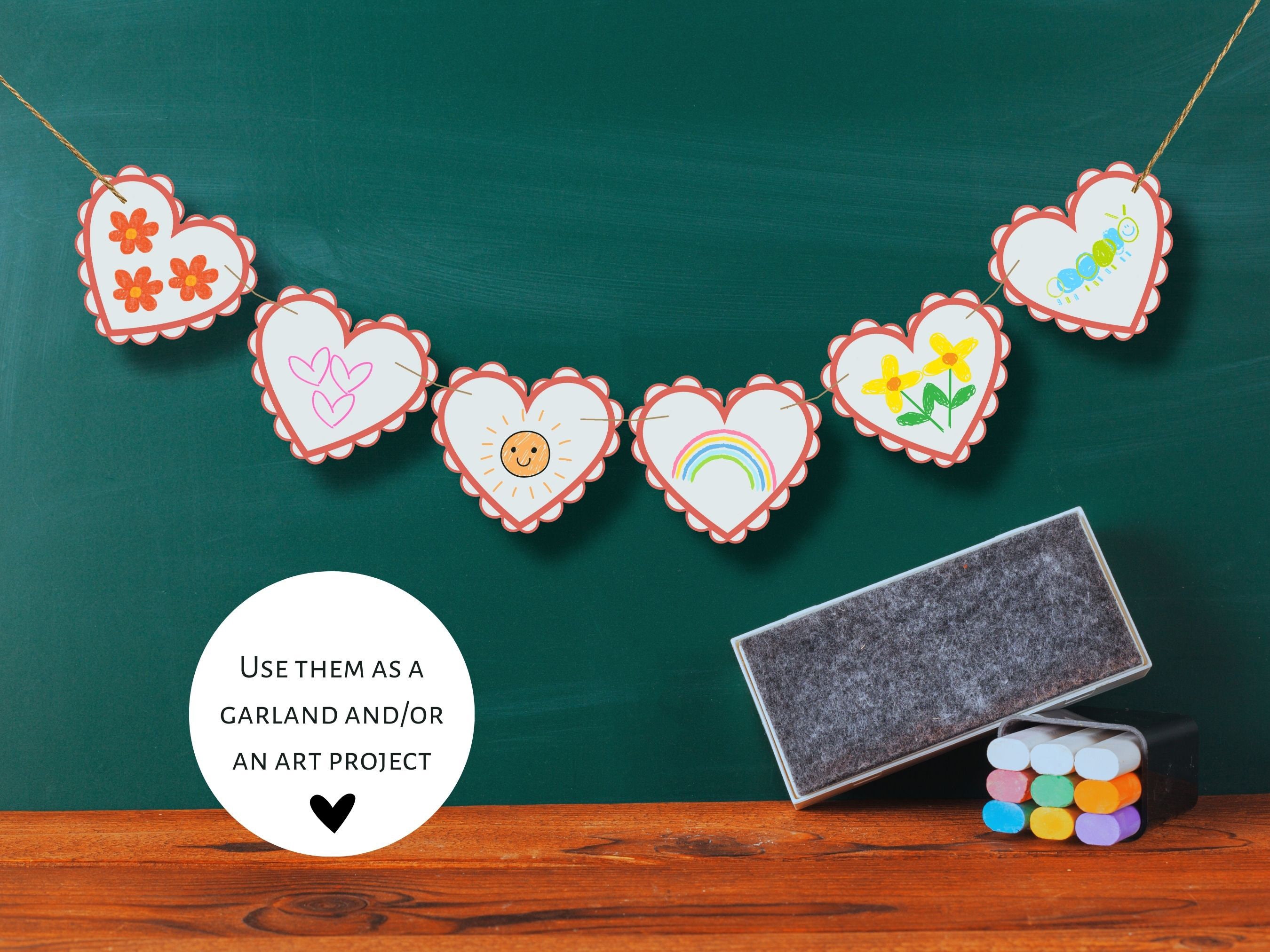 Printable Heart Banner, Lace Heart Garland, Valentine School Project ...