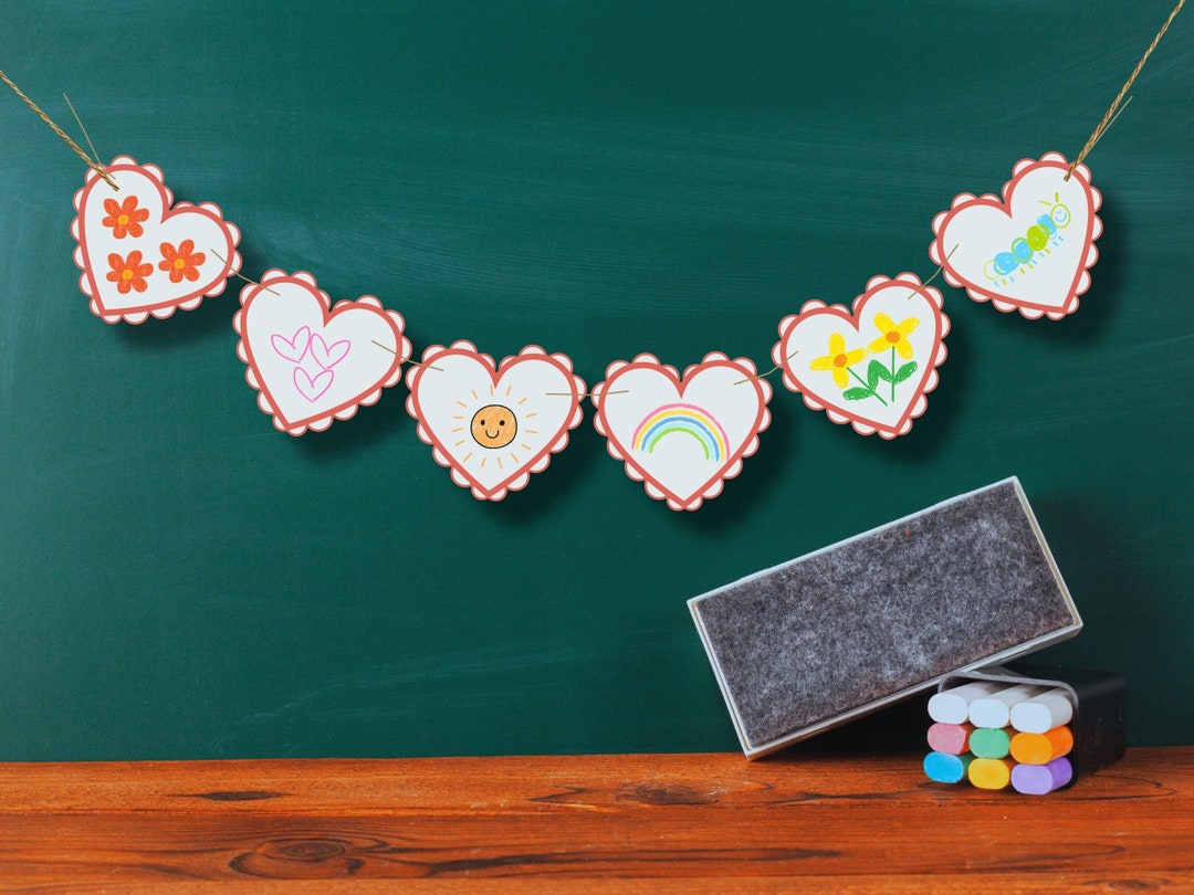 Printable Heart Banner, Lace Heart Garland, Valentine School Project ...