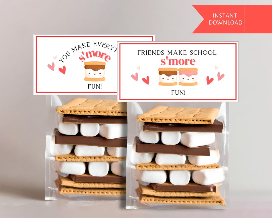 Valentine Smores Treat Bag Toppers Printable, Classroom Smores ...