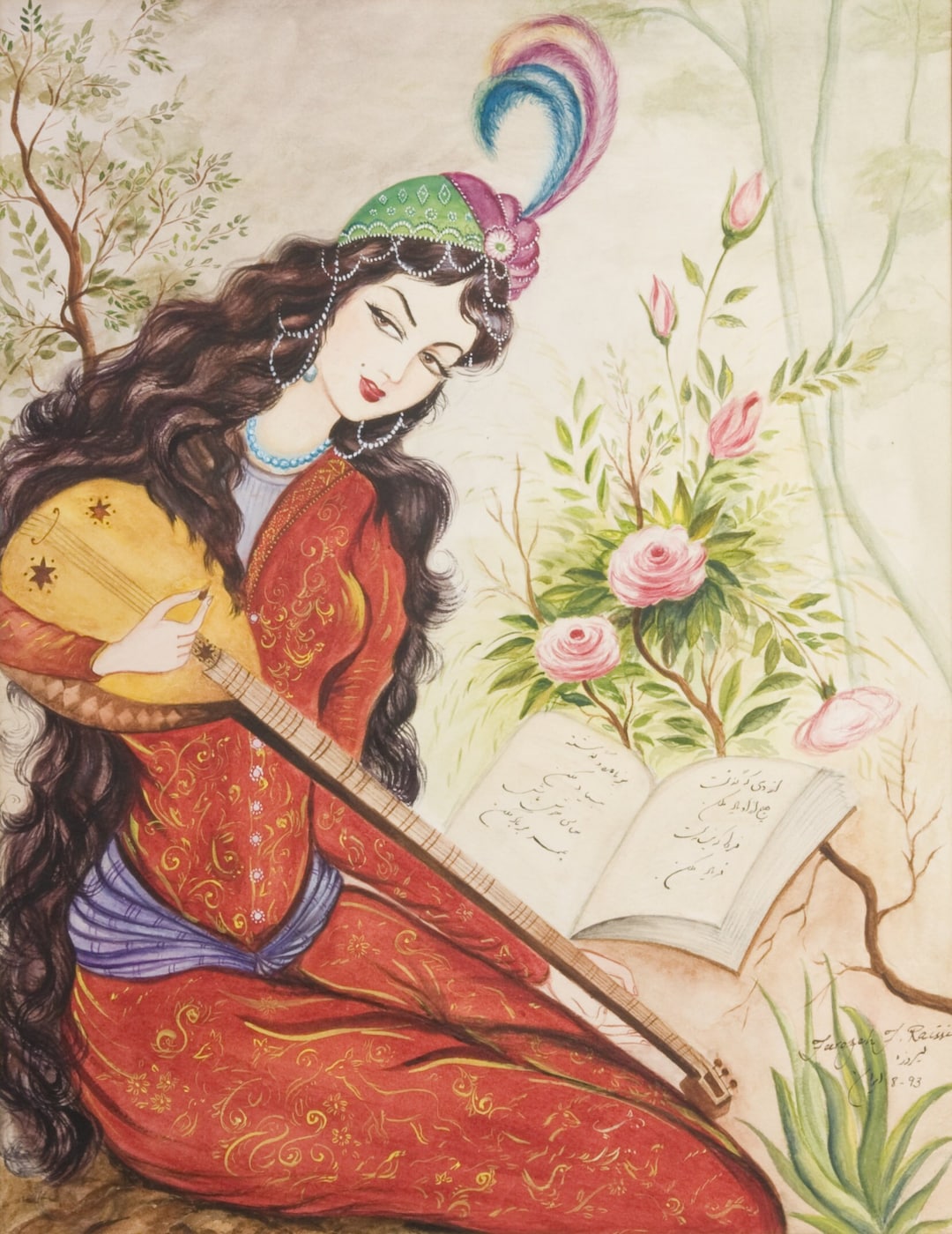Beautiful Persian Female Miniature Canvas Print, Persian Painting Art ...