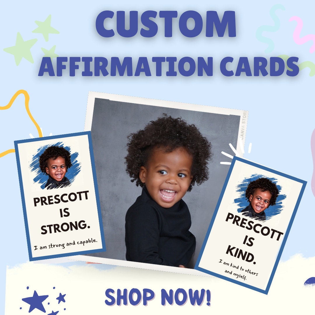 30 Pack Personalized Kid Affirmation Cards, Art From Your Photos ...