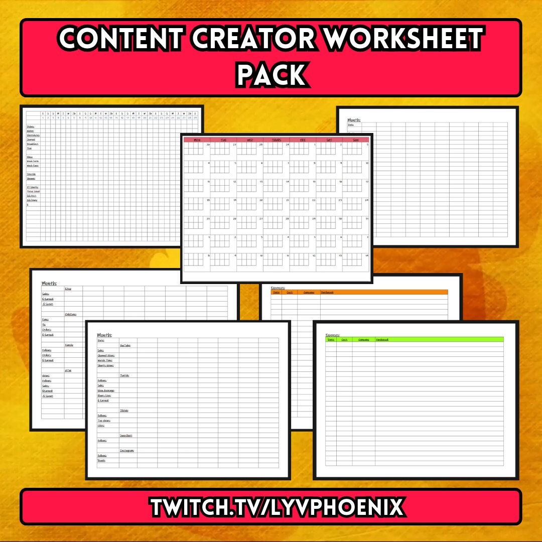 Content Creator Planner Worksheet Pack ADHD Audhd CPTSD Friendly ...