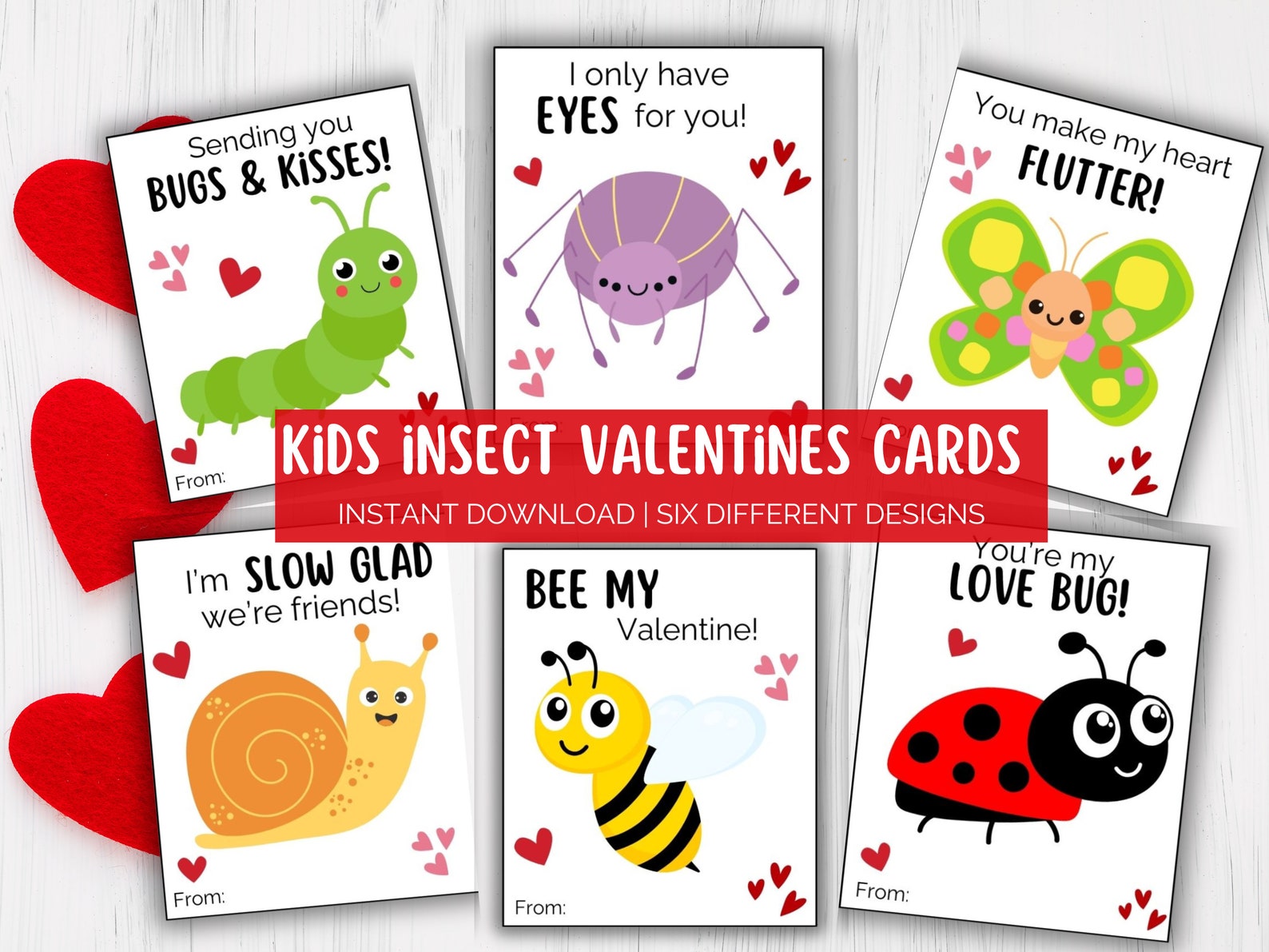 Printable Insect Valentines Cards - Bug Valentines Cards - Classroom ...