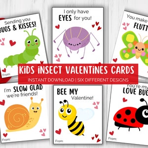 Printable Insect Valentines Cards - Bug Valentines Cards - Classroom ...