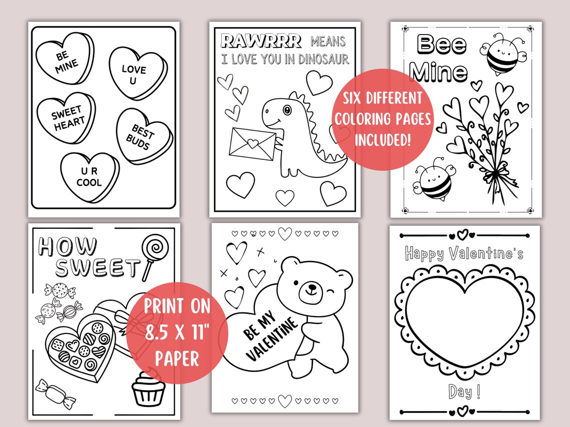 Valentine's Day Coloring Pages Bundle - Class Party Activities - Kids ...