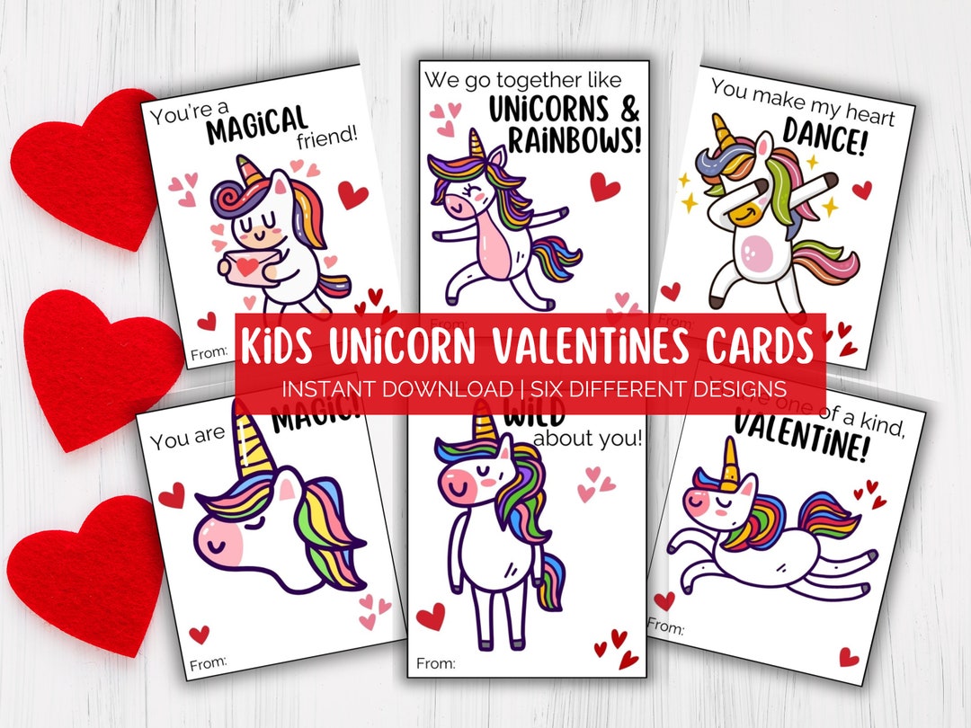 Printable Unicorn Valentines Cards - Rainbow Valentines Cards ...