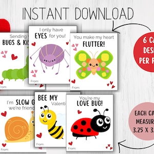 Printable Insect Valentines Cards - Bug Valentines Cards - Classroom ...