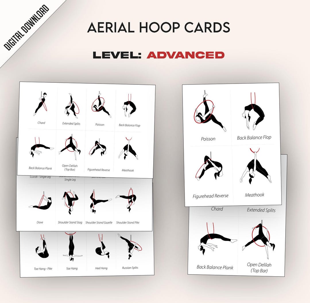 Printable Cards Aerial Hoop, ADVANCED, Flashcards With Lyra Tricks and ...