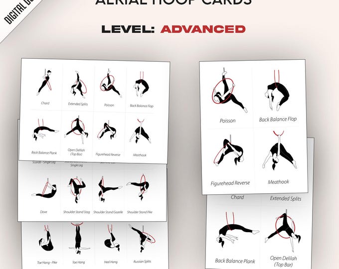 Printable Cards Aerial Hoop, ADVANCED, Flashcards With Lyra Tricks and ...