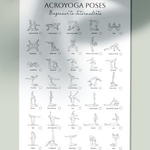 Printable Poster Acroyoga Poses Acro Yoga Beginner to Intermediate ...