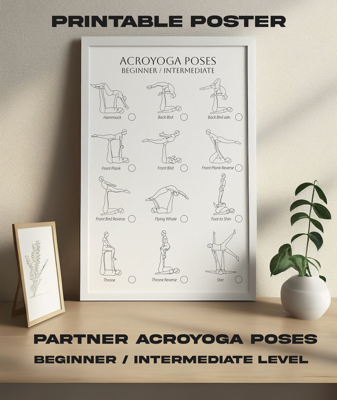 Printable Poster Acroyoga Poses Acro Yoga Beginner / Intermediate - Etsy