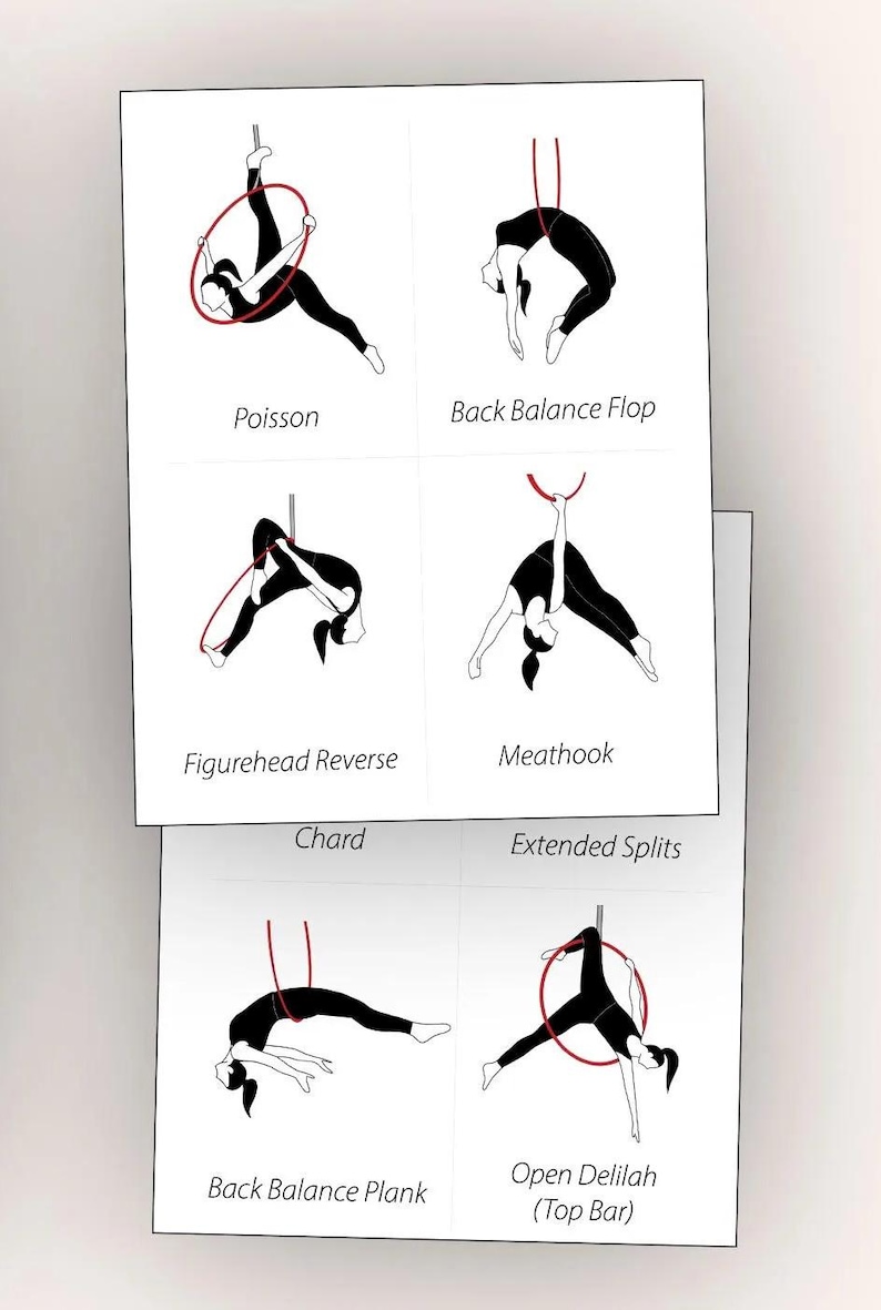Printable Cards Aerial Hoop, ADVANCED, Flashcards With Lyra Tricks and ...