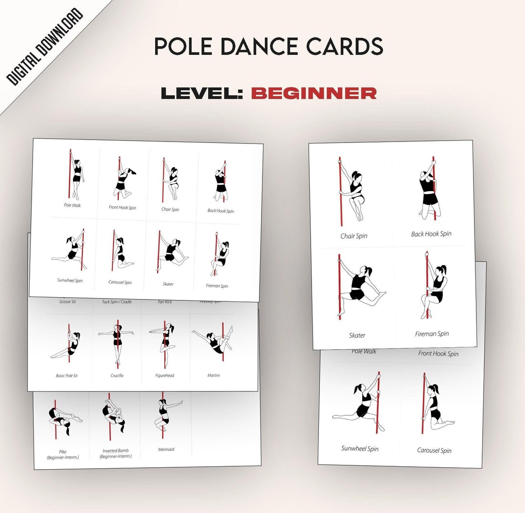 Printable Cards Pole Dance, Beginner, Flashcards With Pole Dance Tricks ...