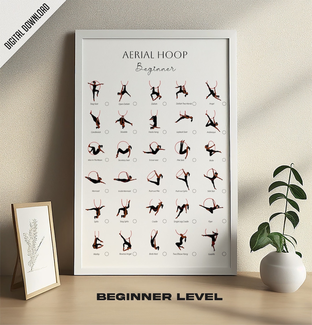 Printable Poster Aerial Hoop Beginner, Lyra Tricks, Aerial Hoop Poses ...