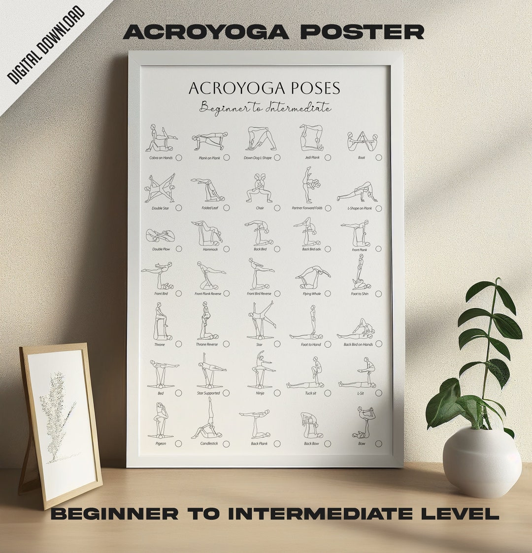Printable Poster Acroyoga Poses Acro Yoga Beginner to Intermediate ...