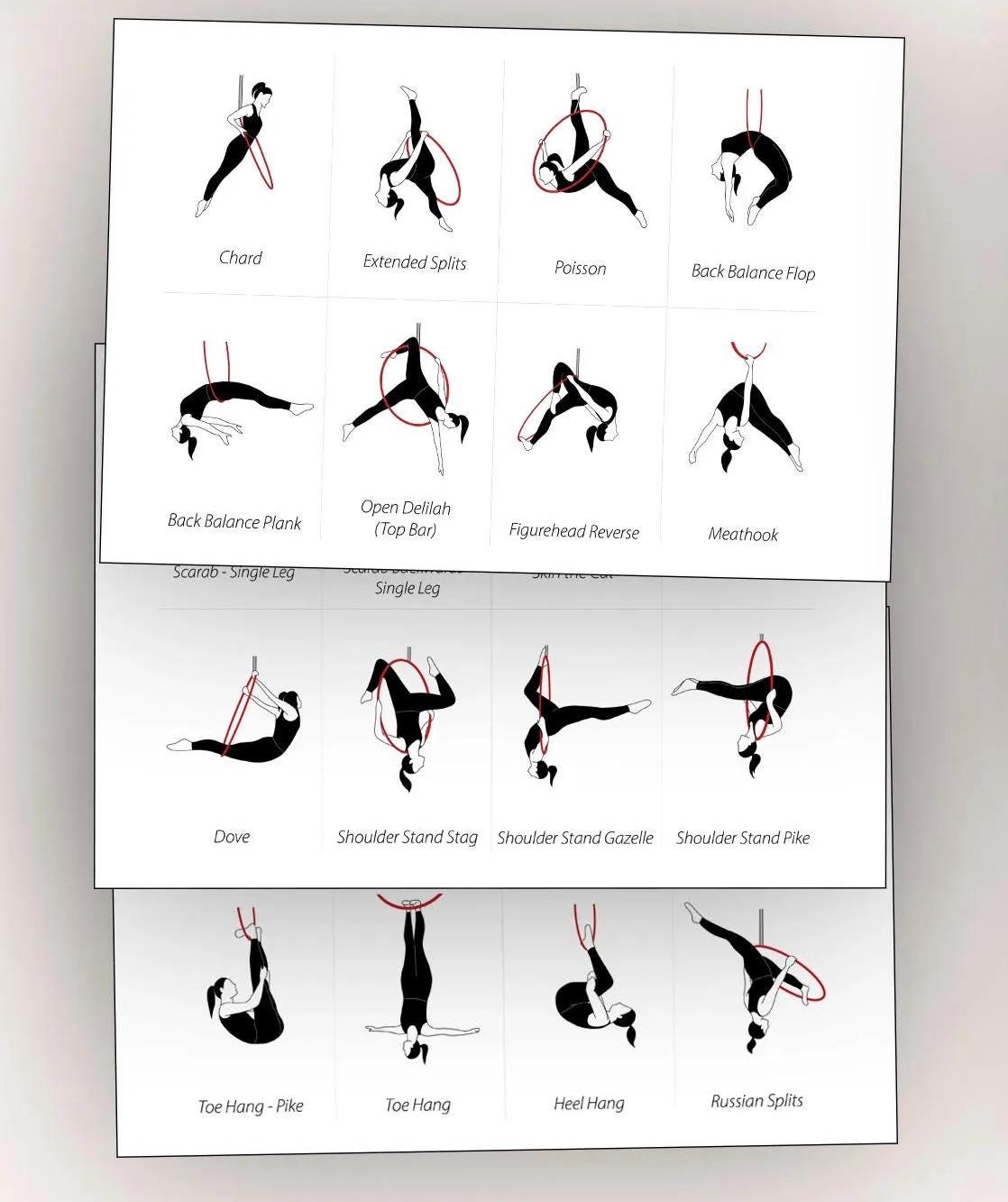 Printable Cards Aerial Hoop, ADVANCED, Flashcards With Lyra Tricks and ...