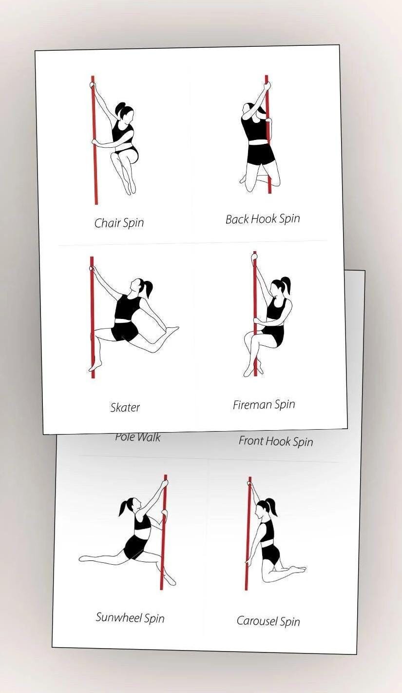 Printable Cards Pole Dance, Beginner, Flashcards With Pole Dance Tricks ...