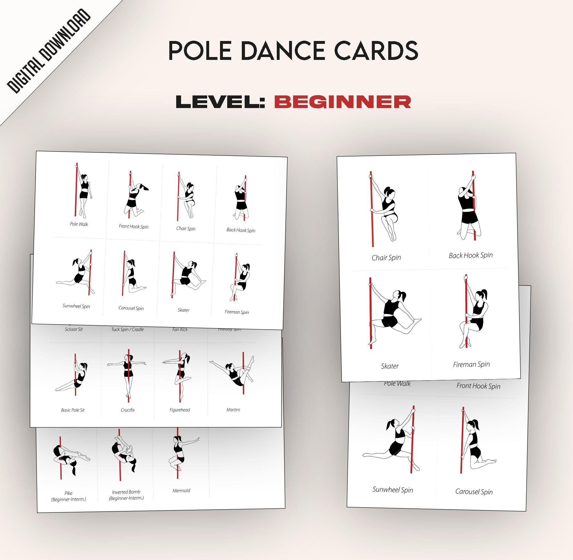 Printable Cards Pole Dance, Beginner, Flashcards With Pole Dance Tricks ...
