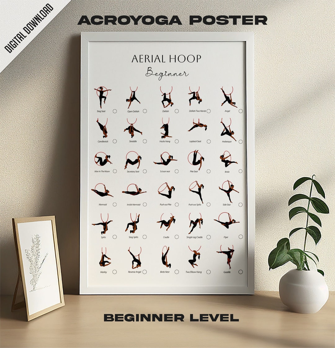 Printable Poster Aerial Hoop Beginner, Lyra Tricks, Aerial Hoop Poses ...