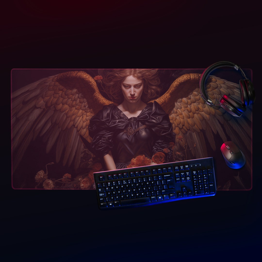 Archangel-themed Gaming Mouse Mat, Dark Angel Illustration, Smooth ...
