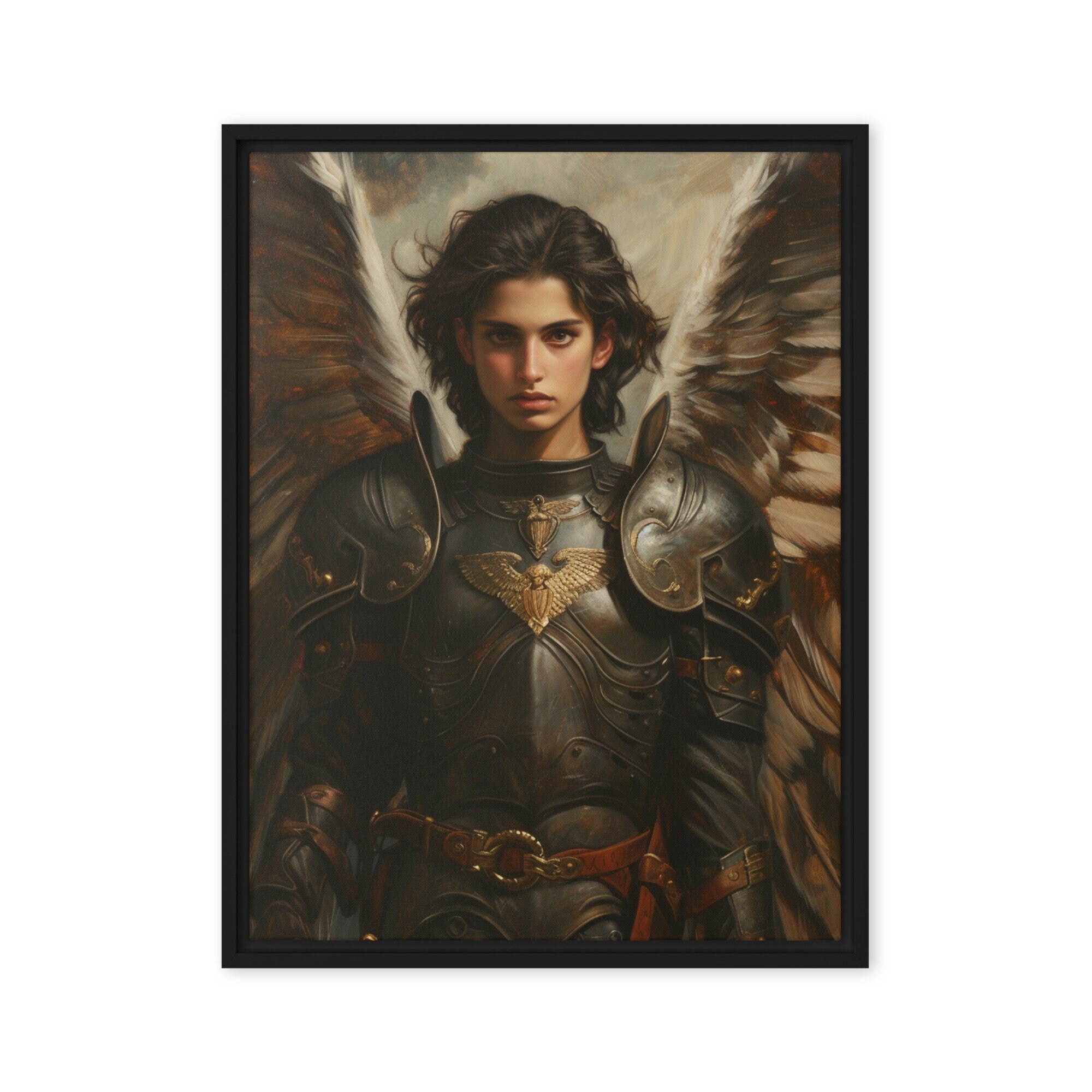 Heavenly Guardian Angel Artwork, Elegant Framed Canvas Print, Angelic ...