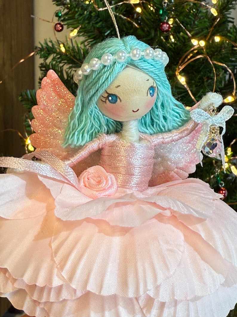 Fairy in Peach Petals With a Crystal Light and a Loop for Hanging - Etsy