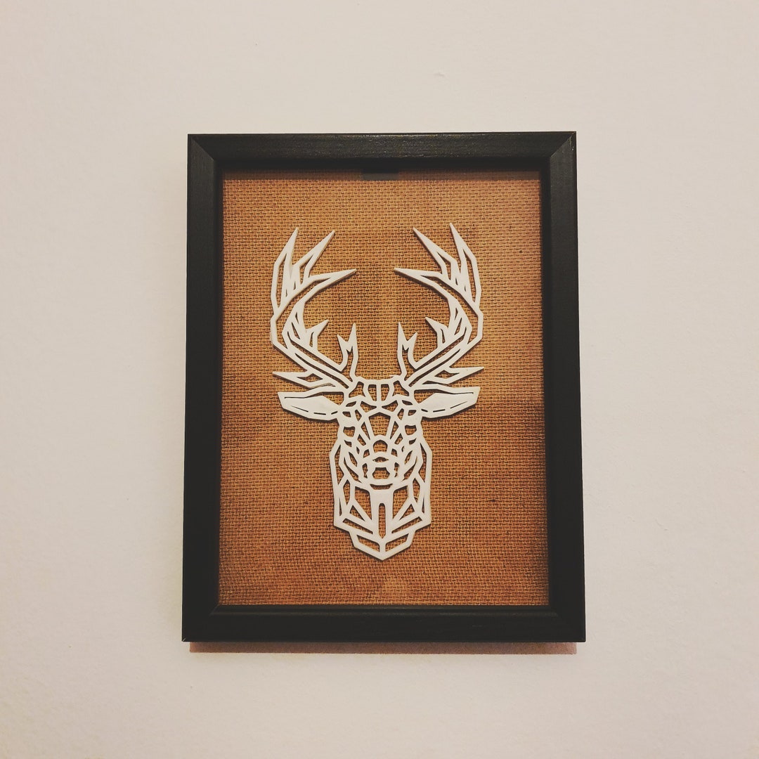 3D Printed Animal Displayed in Wooden Frame, Geometric Animal Decor ...