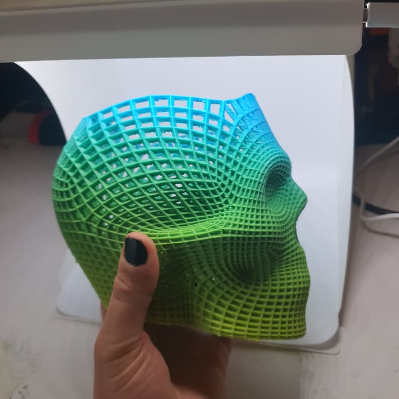 3D Printed Skull Pen Holder, Wireframe Design, Desk Organizer ...