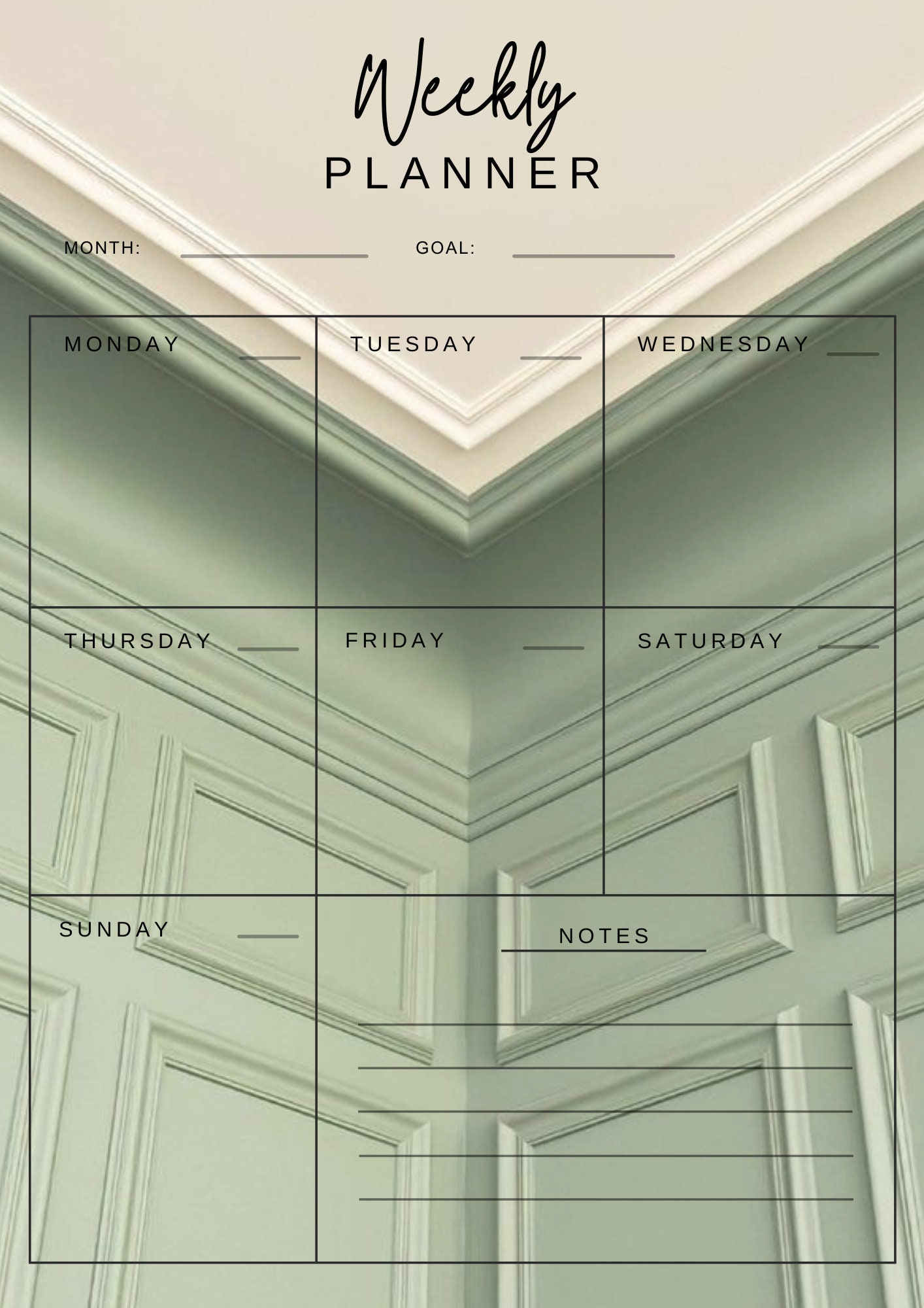 Printable Sage Green,weekly Planner, Instant Download, Office Planner ...