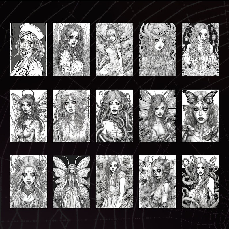 Horror Girls 80 Adult Coloring Pages Digital PDF Dowload + 1 Bonus ...