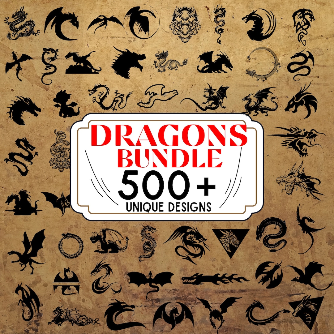 Dragons Bundle Cricut Cut Files Vector Icon Blackprintable Sublimation ...
