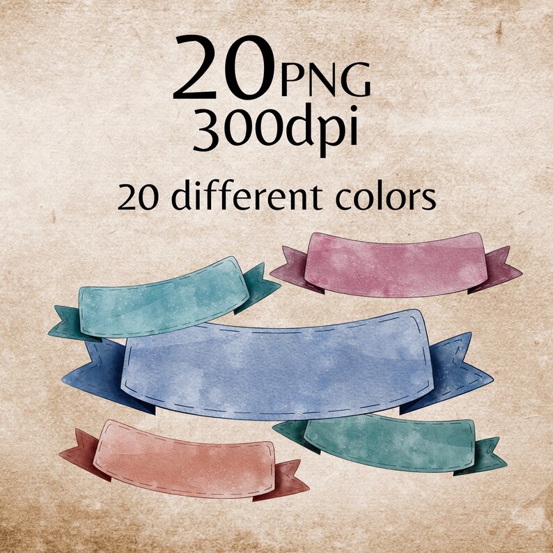 Ribbon Banners Watercolor PNG Clipart Scrapbooking Bands Labels ...