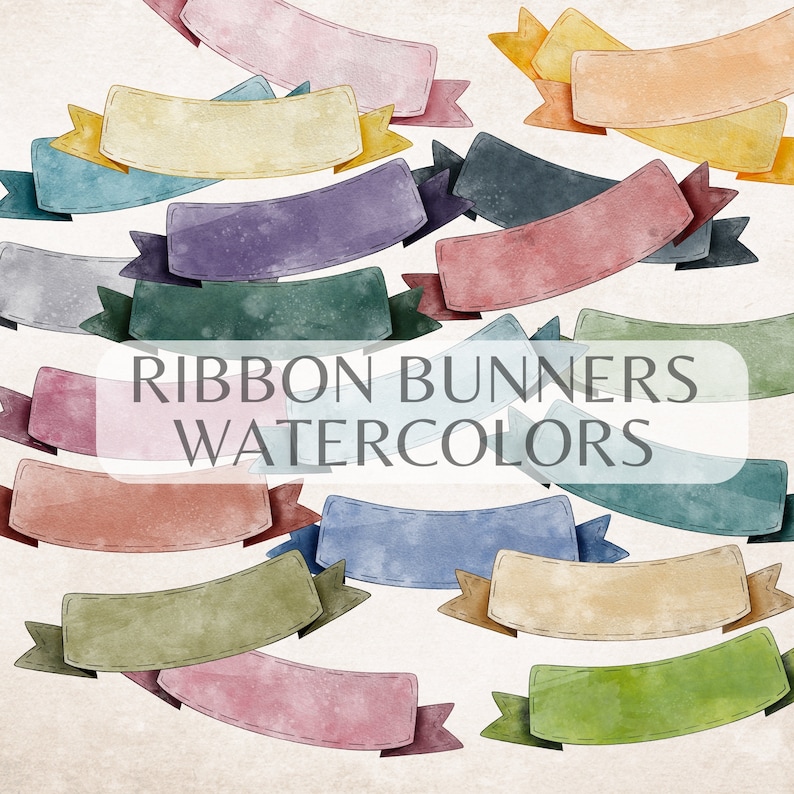 Ribbon Banners Watercolor PNG Clipart Scrapbooking Bands Labels ...