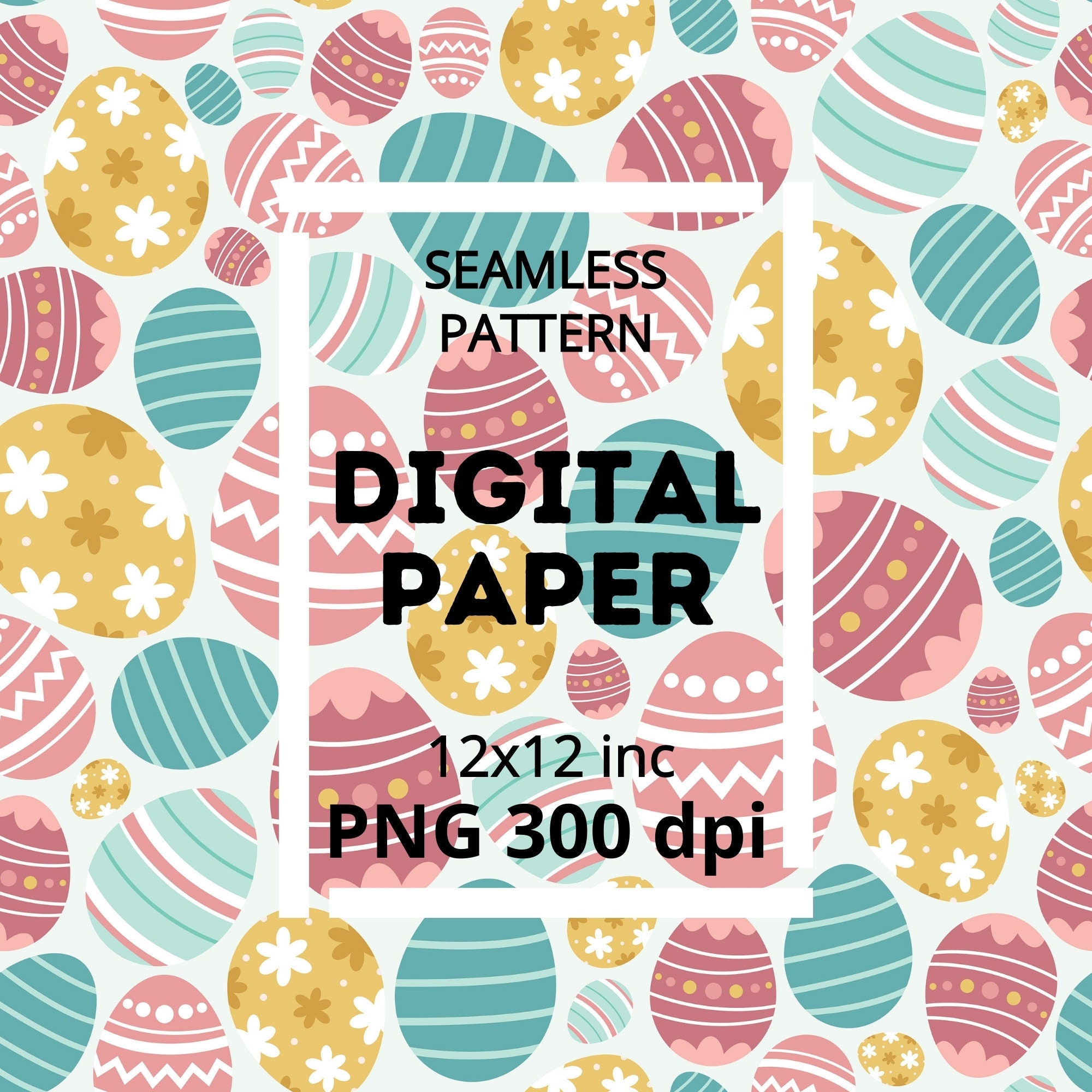 Easter Eggs PNG Seamless Pattern Tumbler Wrap, Digital Paper Clipart ...