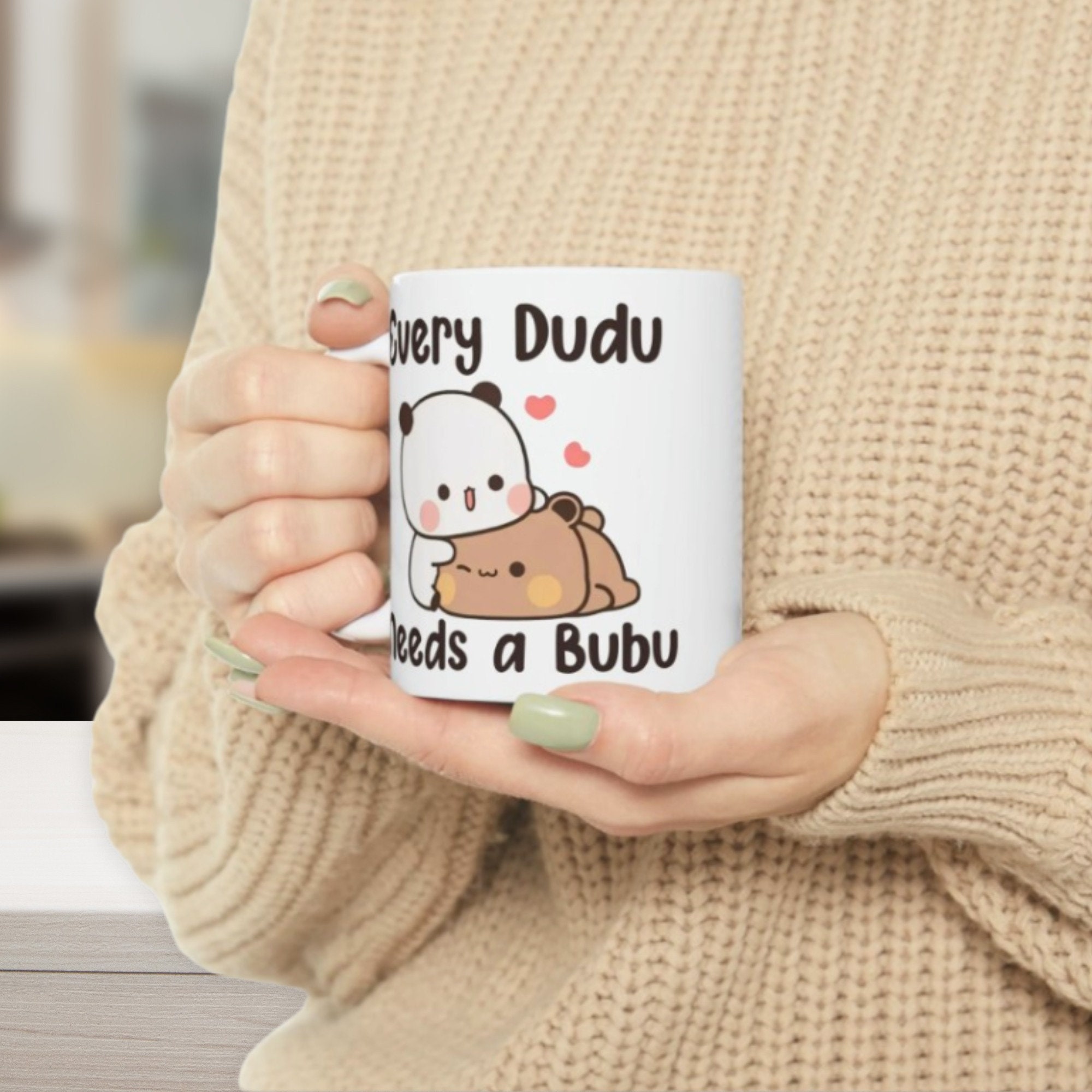 Every Dudu Needs A Bubu Coffee Mug, Love Heart Cute Cartoon Pet, Love ...