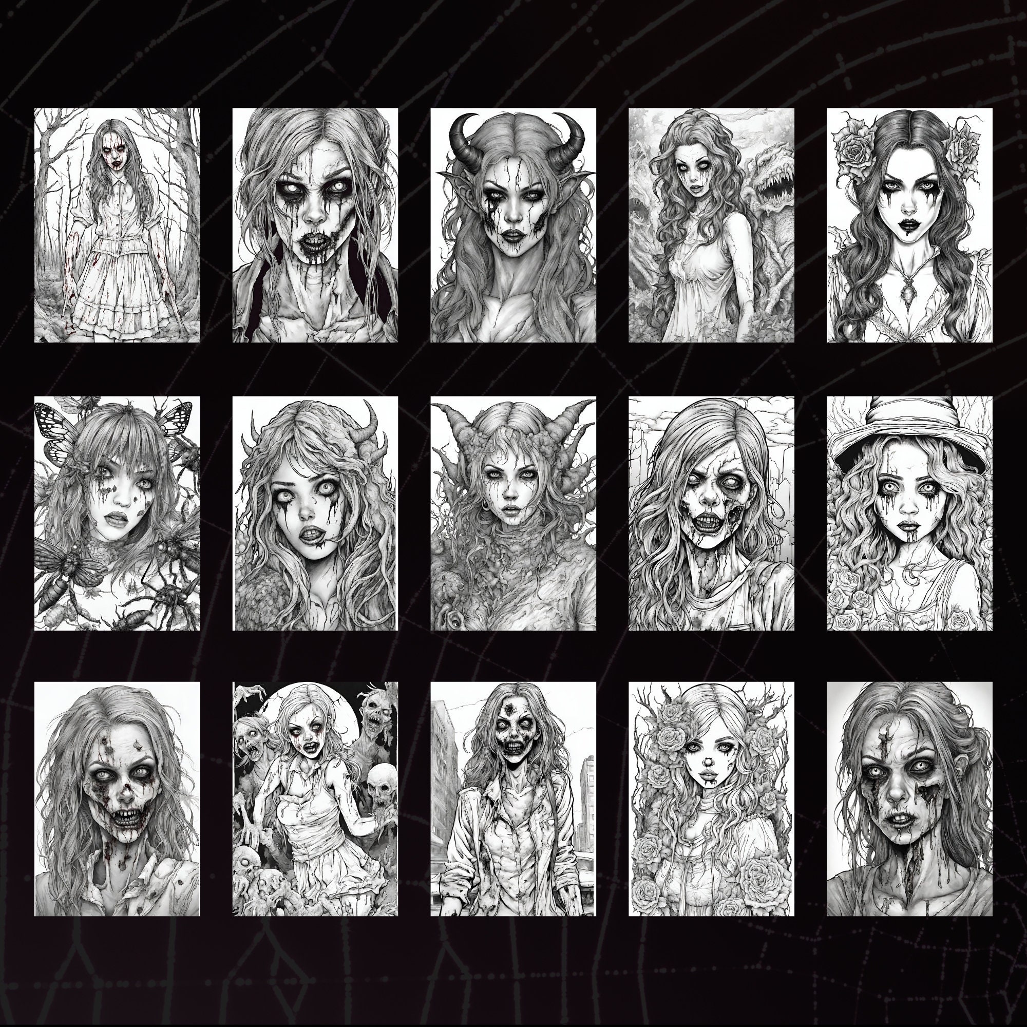 Horror Girls 80 Adult Coloring Pages Digital PDF Dowload + 1 Bonus ...