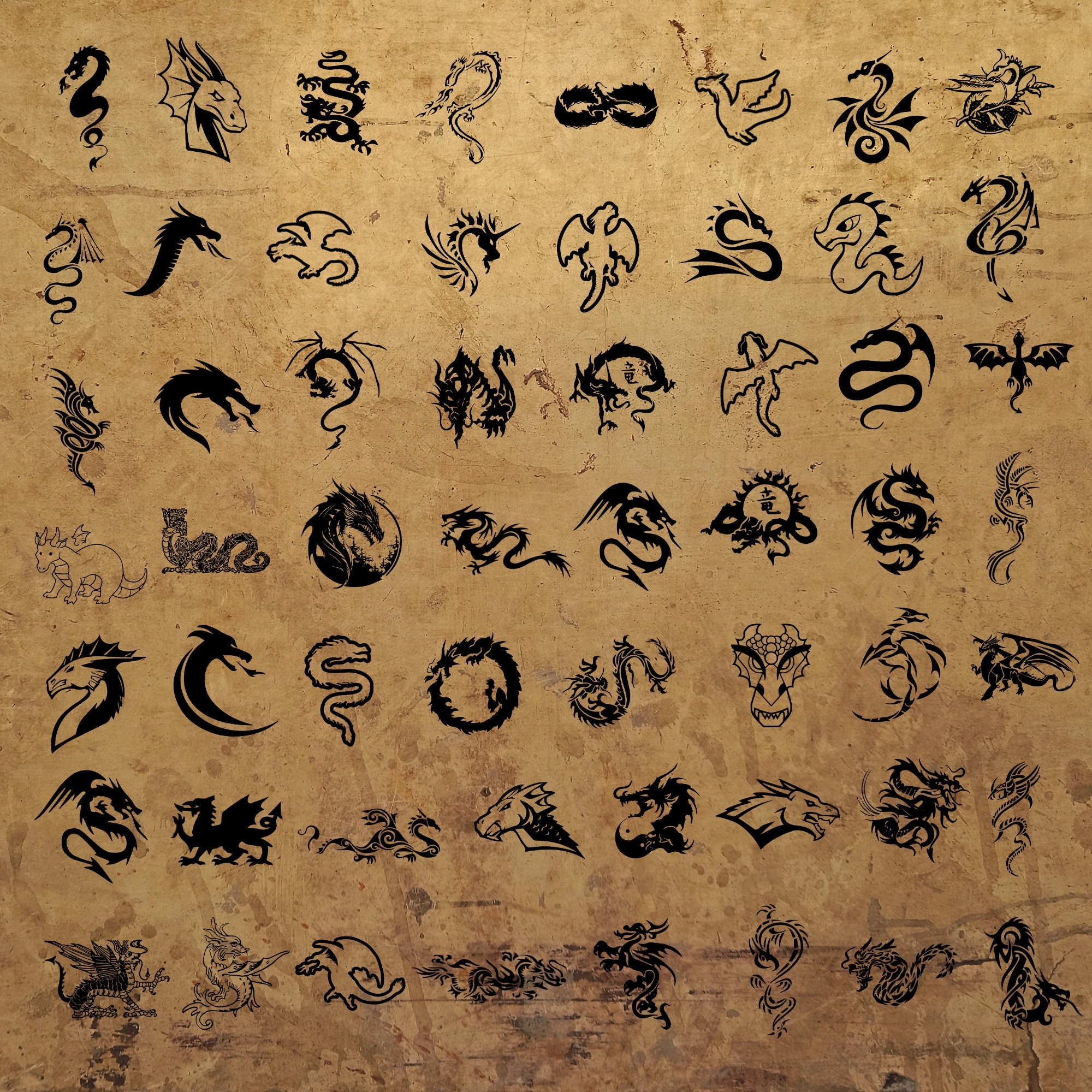 Dragons Bundle Cricut Cut Files Vector Icon Blackprintable Sublimation ...