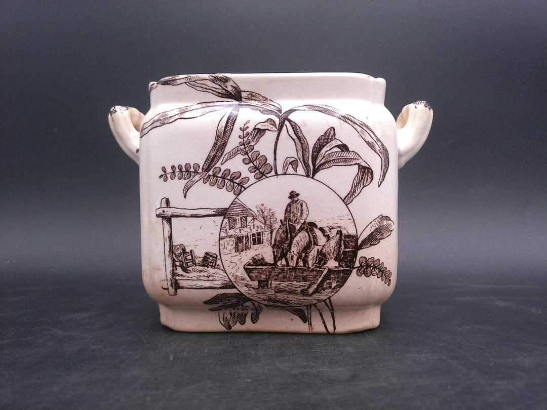Sugar Bowl Pot With Windmill Design on It No Lid Antique Old - Etsy