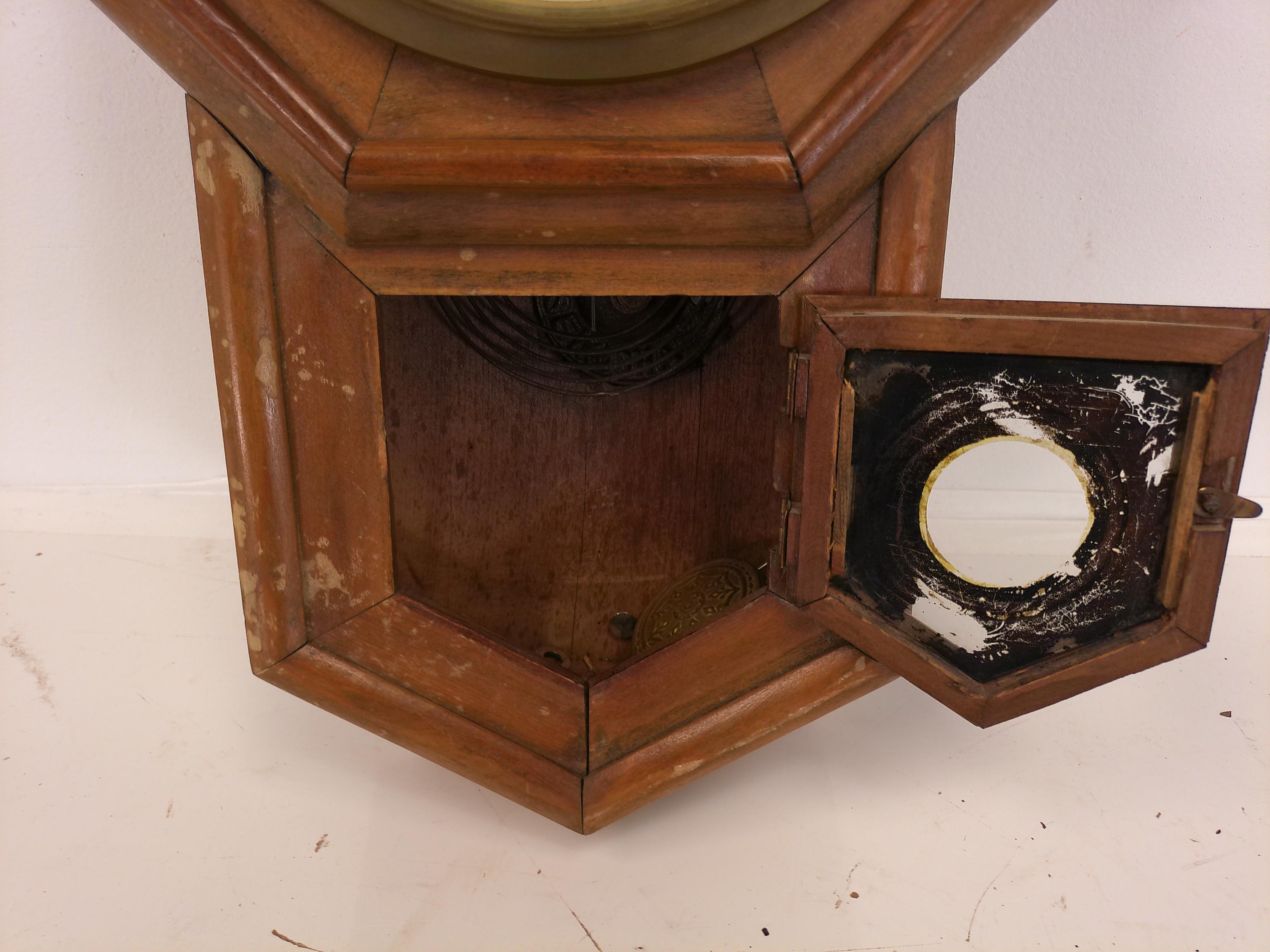 Schoolhouse Regulator Oak Wall Clock With Key Works Antique - Etsy